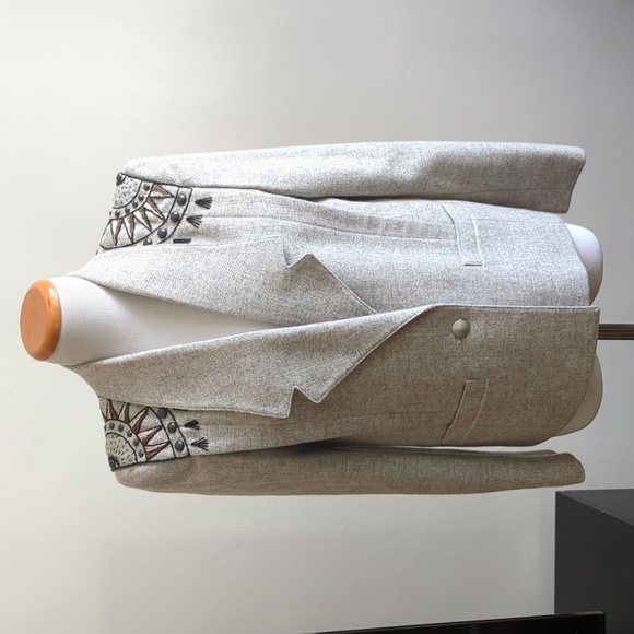 Jackets & Coats | Vintage Grey Wool Blazer With Modern Embroidery ...